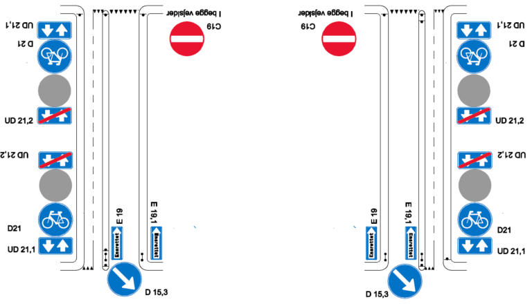 Hvordan skal ensrettede veje hvor cyklister er undtaget afmærkes ...